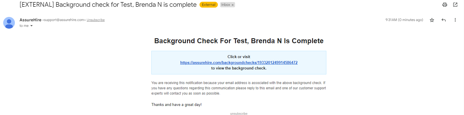 Viewing a Background Check Report