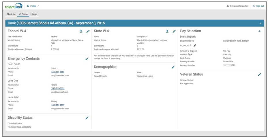 Employee Portal Self Service Profile Sections