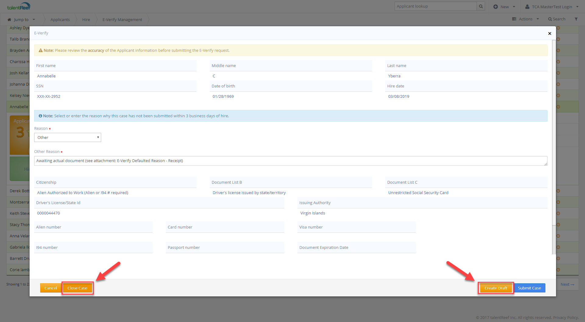 Submitting an E-Verify Case