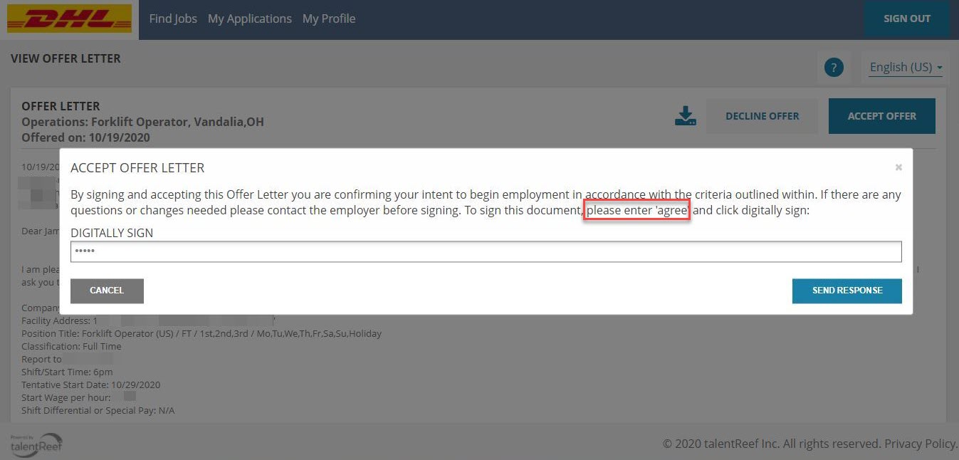 Viewing Offer Letters