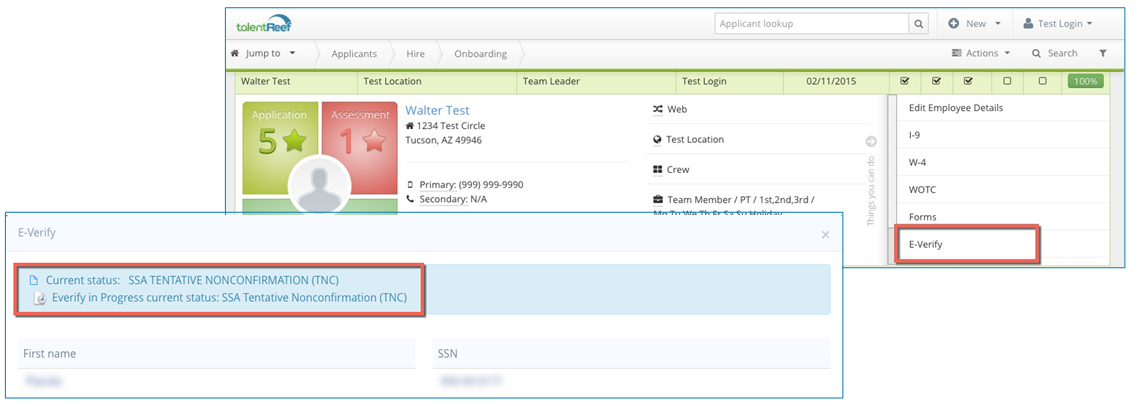Viewing E-verify Results