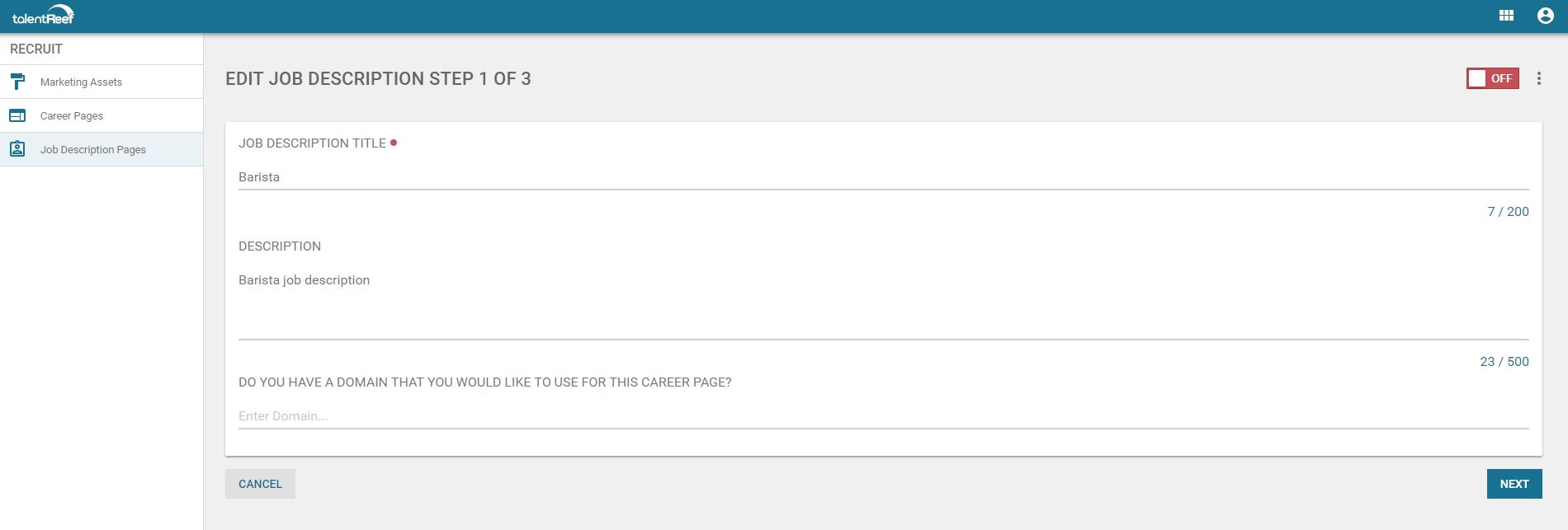 Editing Job Description Pages