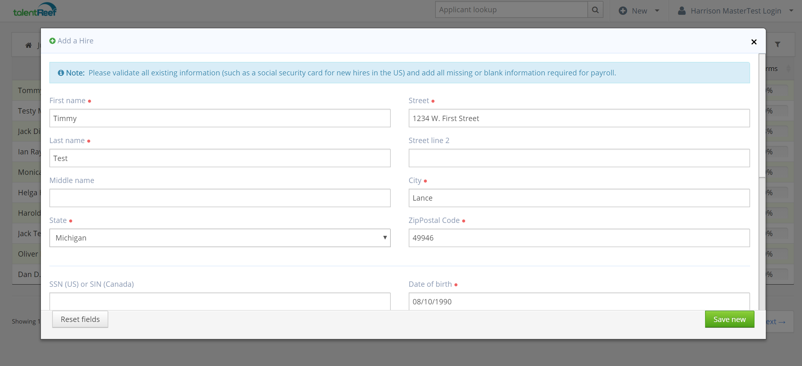 Manually Adding an Employee