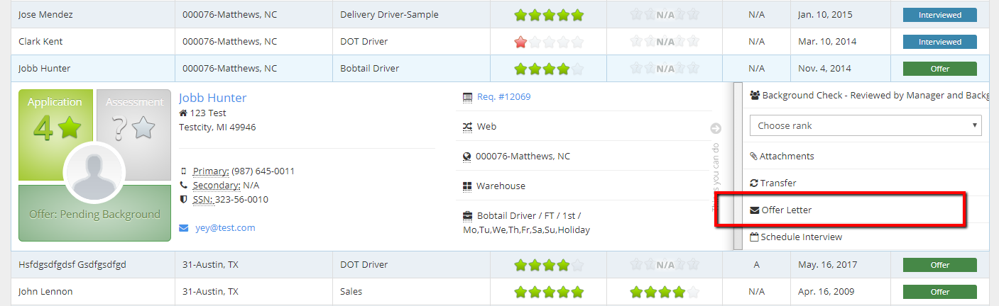 Sending an Offer Letter