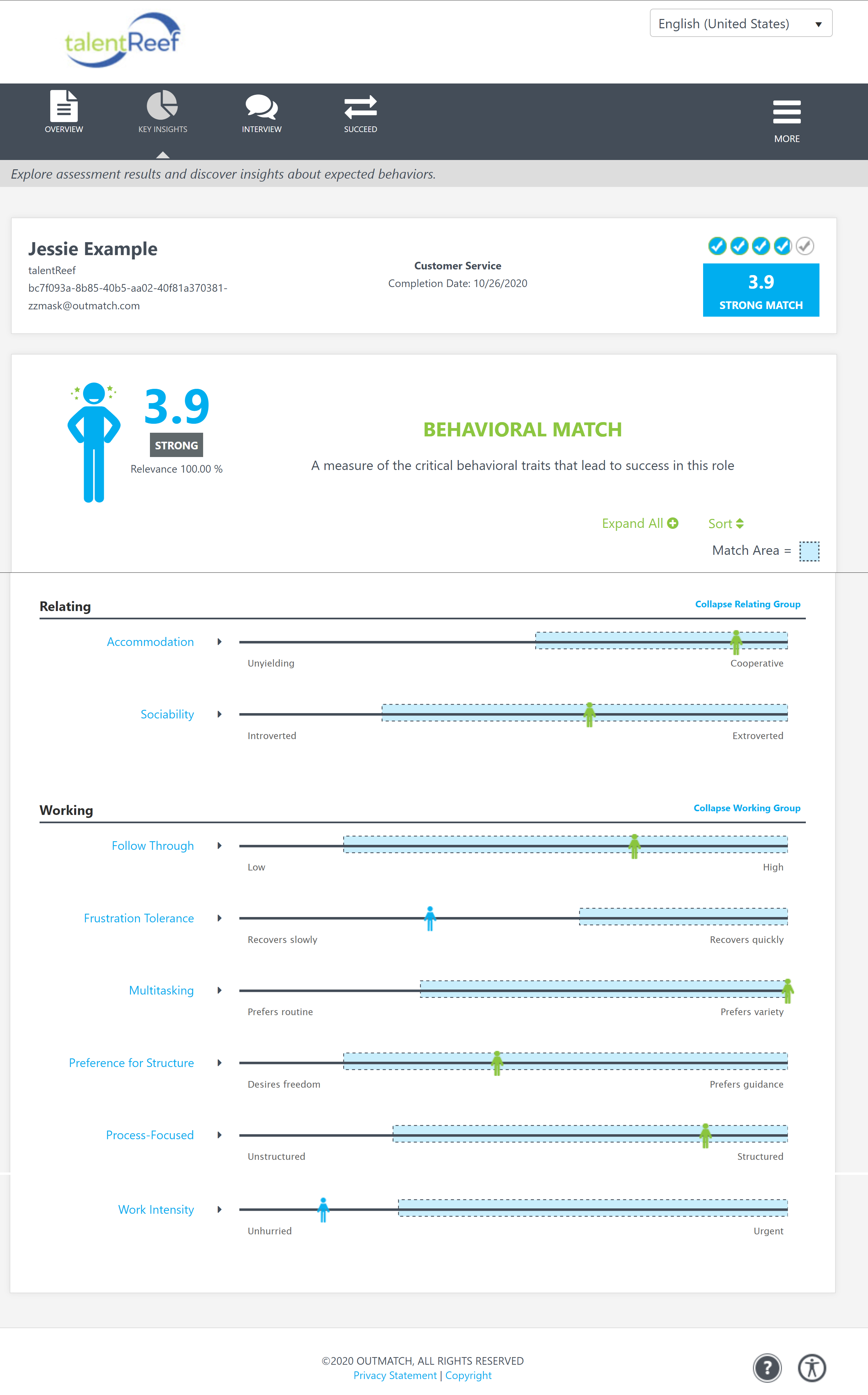 Reviewing Outmatch Assessment Results