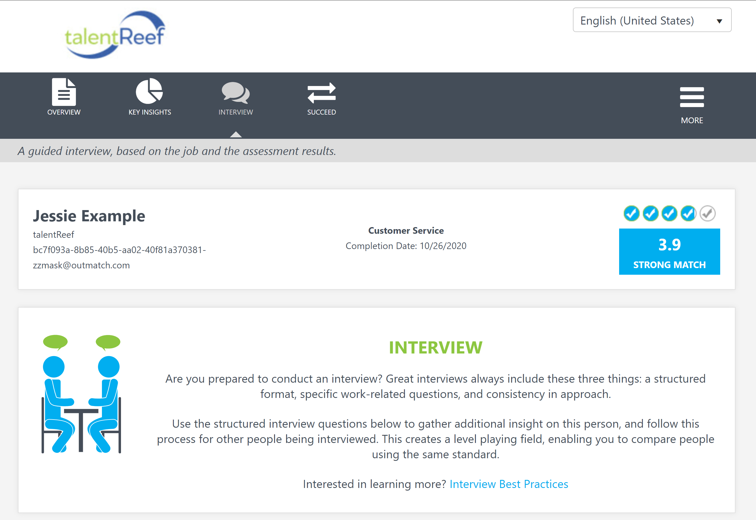 Reviewing Outmatch Assessment Results