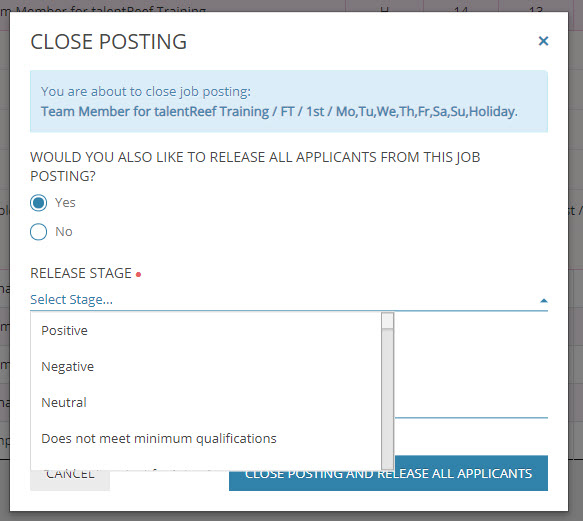 Closing a Job Posting
