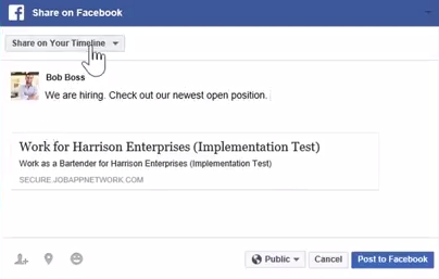 xSharing a Job Posting on Social Media