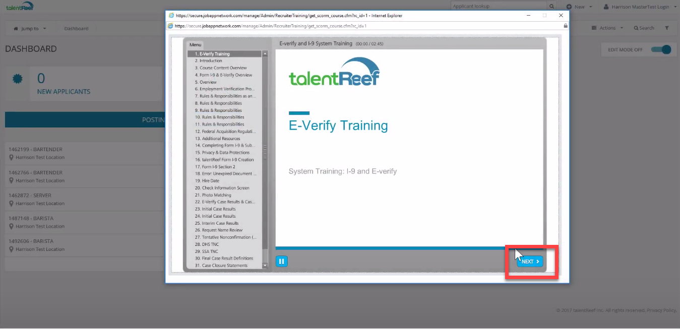 Completing E-Verify Training