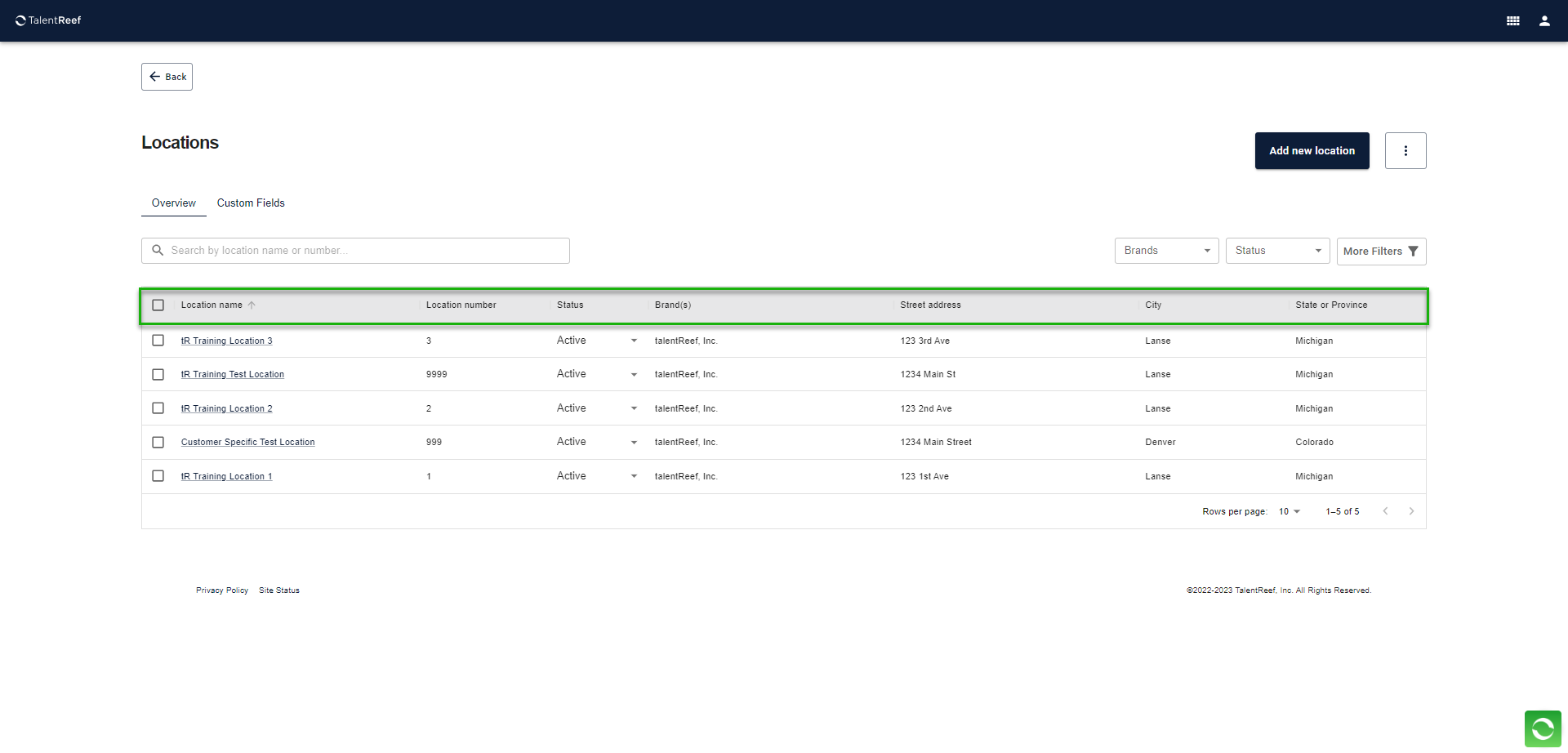 Locations Management