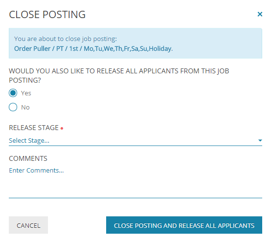 Closing a Job Posting