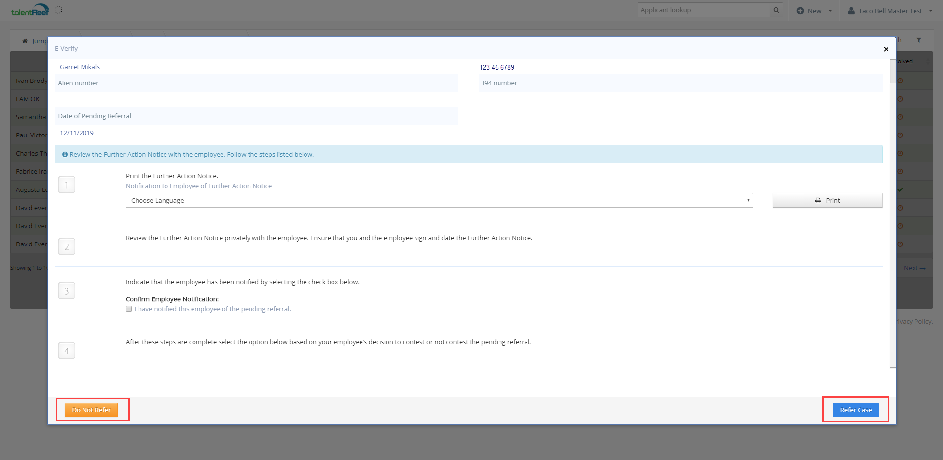 E-Verify Case Results